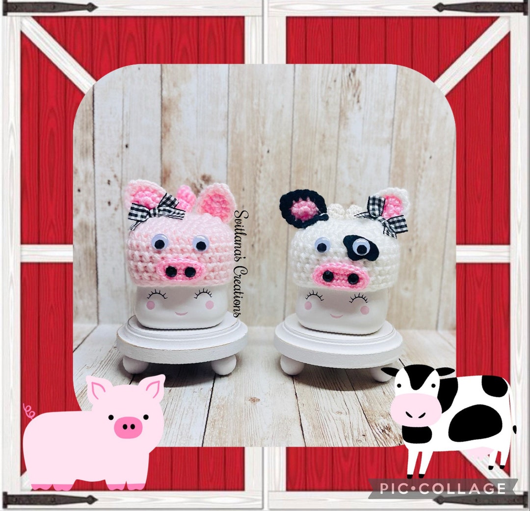Cow & Pig Marshmallow Mug Hat Rae Dunn Spring Decor Tiered Tray Decor ...