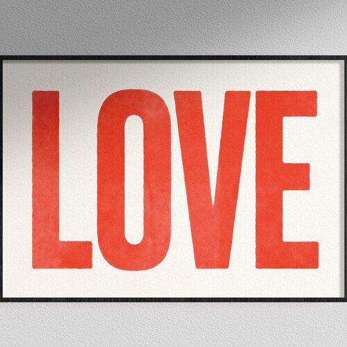 Horizontal Art Love Print Typography Poster Minimalist - Etsy UK