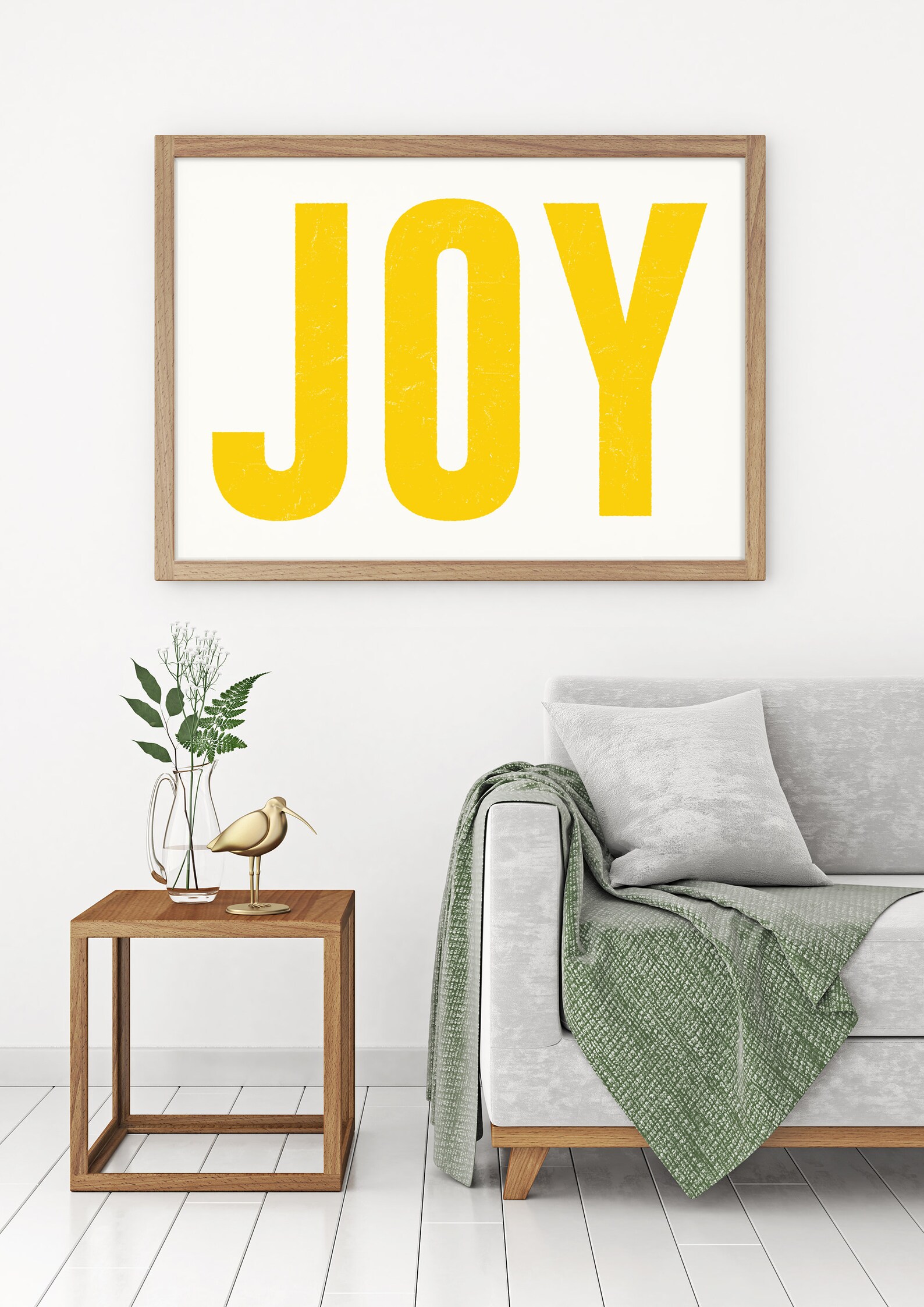 Typography Poster - Joy Print - Yellow Wall Art - Positive Words - Home ...