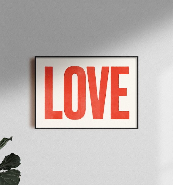 Horizontal Art Love Print Typography Poster Minimalist | Etsy UK