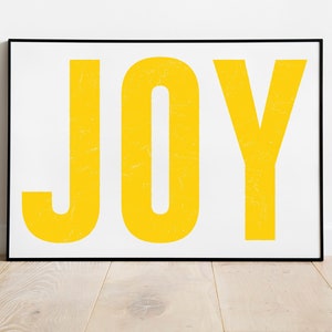 Typography Poster - Joy Print - Yellow Wall Art - Positive Words - Home ...