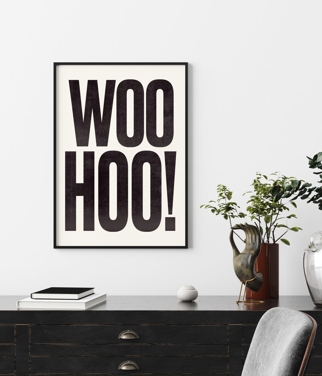 Monochrome Prints - Woo Hoo! Print - Typography Poster - Minimalist Art ...