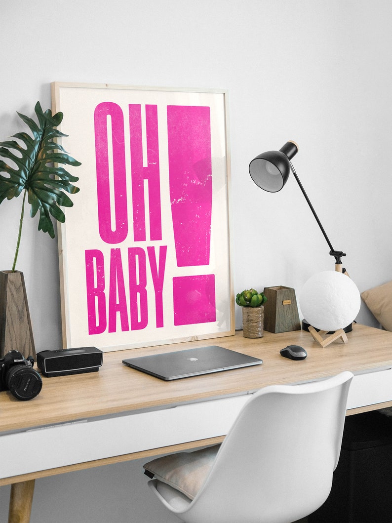 Oh Baby Print - Bold Print - Typographic Poster - Gallery Wall Art - Etsy