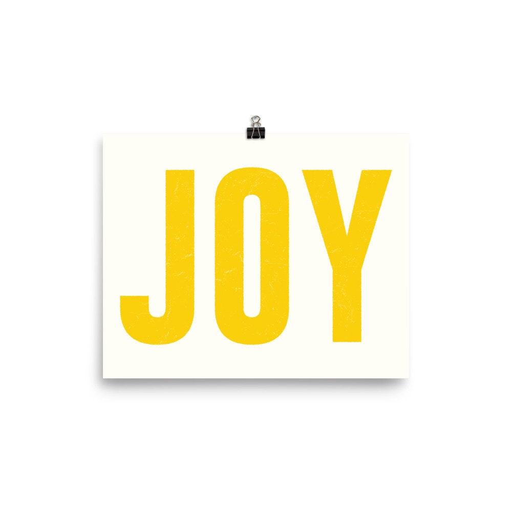 Typography Poster - Joy Print - Yellow Wall Art - Positive Words - Home ...