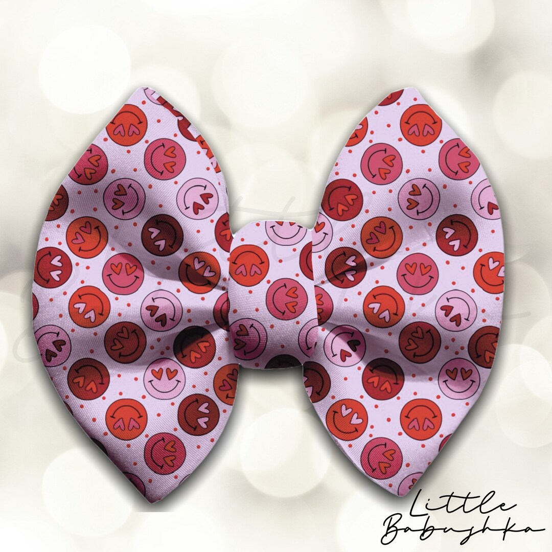 Heart Smiley Face Puff Bow/ Custom Bow/ Custom Puff Bow - Etsy Österreich