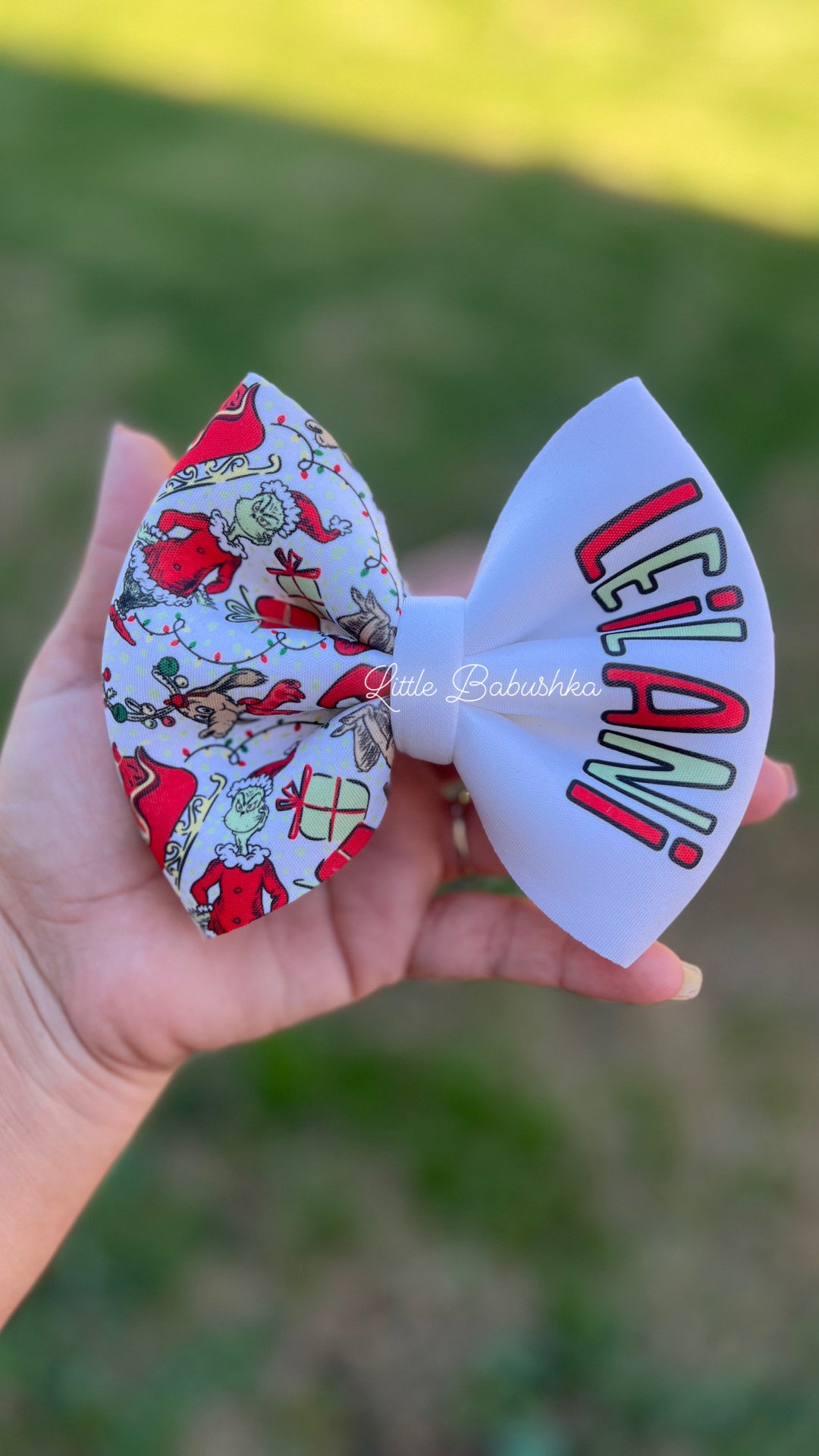 Christmas Name Bow, Mean One Name Bow, Custom Puff Bow, Custom Bow ...