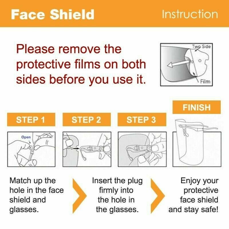 10PCS Full SET Clear Face Shield with Glasses FrameMulti | Etsy