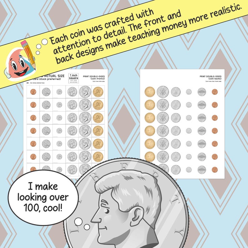 Printable Realistic Play Money - US Bills and Coins Full Set - for ...