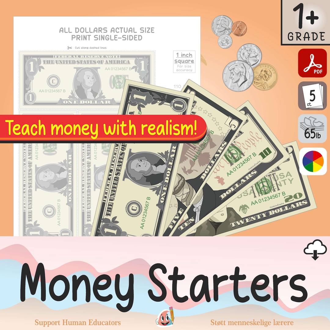 Printable US Currency Fronts - Money Starters for Kids - Coin & Bill ...