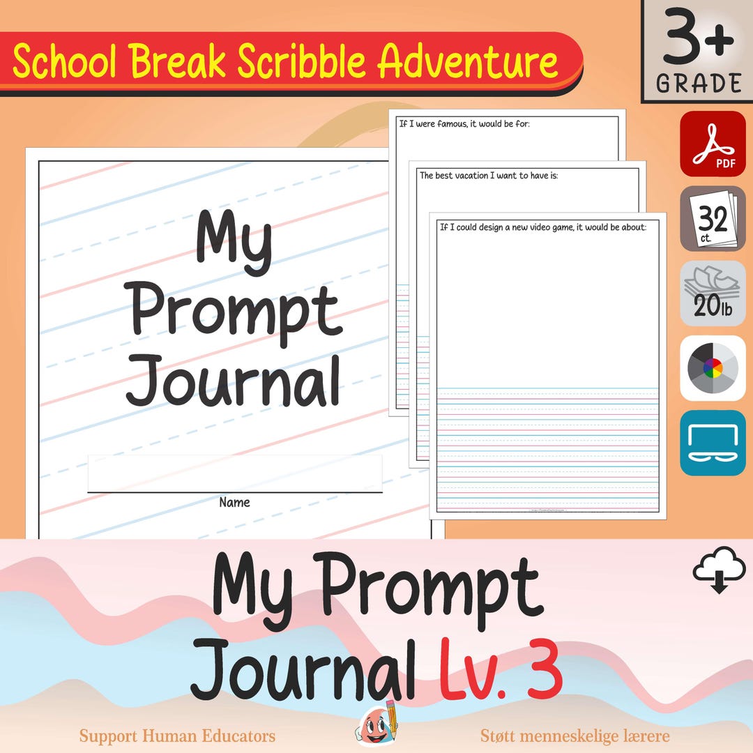 Writing Journal for 3rd Grade | 30 Prompts + Bonus Blank Page ...