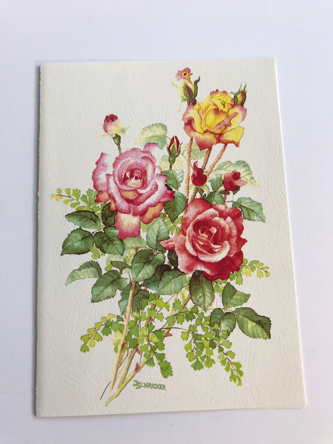Paper Bouquet of Roses Greetings Card - Etsy