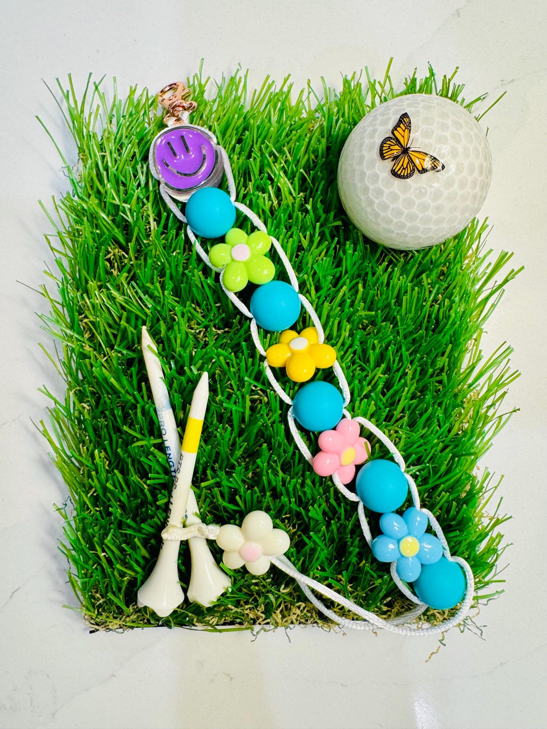 Floral Golf Stroke Counter | Colorful Golf Accessory - Beaded Golf Bag Accessory | Fun Golf Gift ...