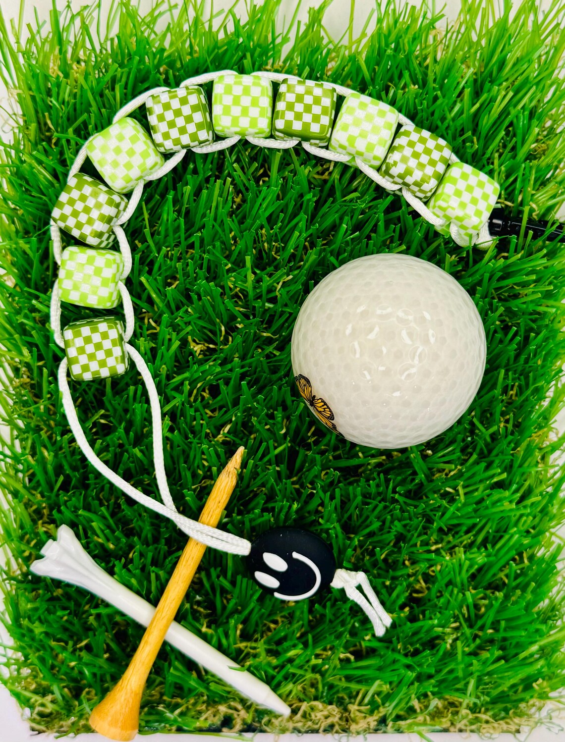 Green Checkered Bead Golf Stroke Counter | Colorful Golf Accessory - Etsy