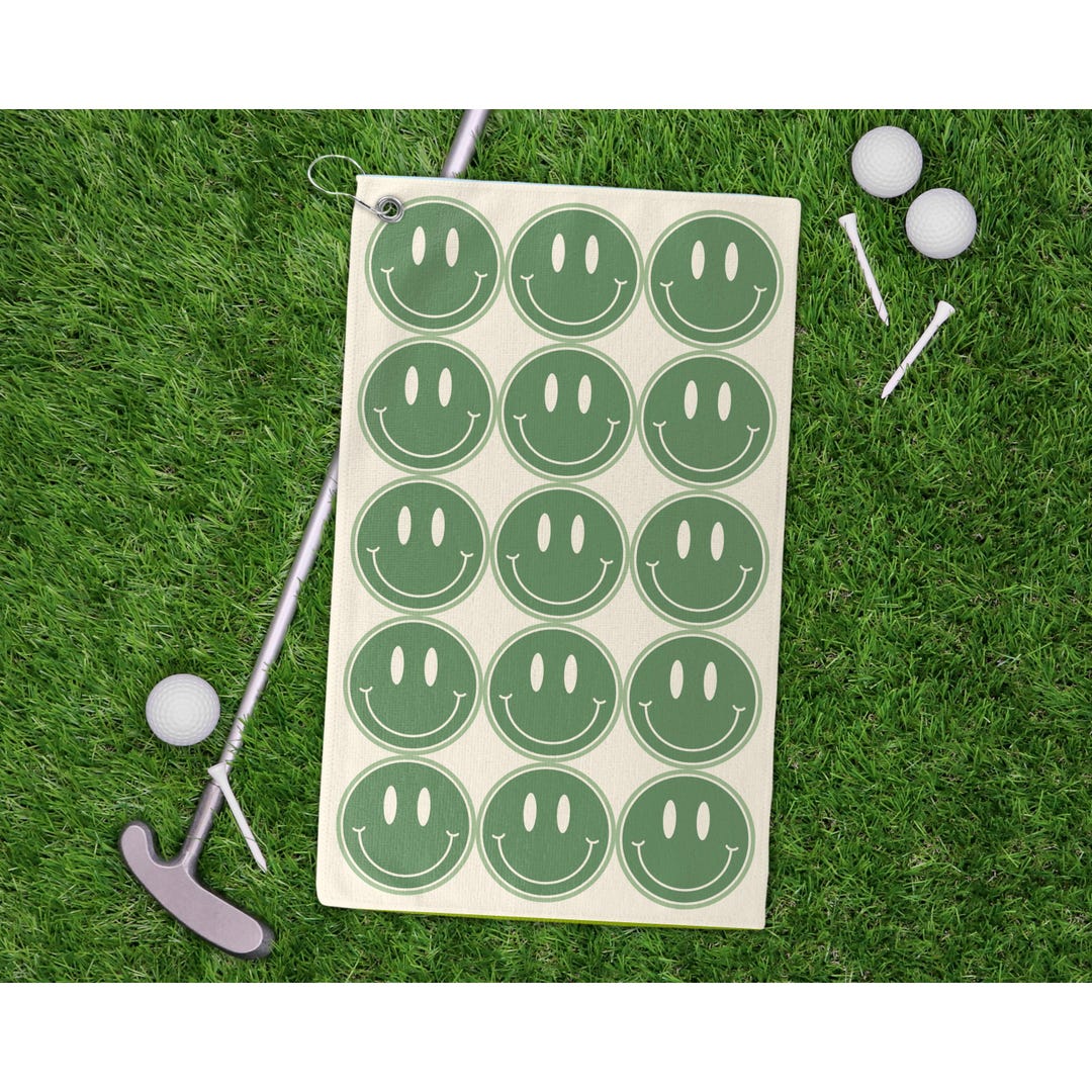 Smiley Face Microfiber Golf Towel – Green Fun Golf Bag Accessory - Etsy