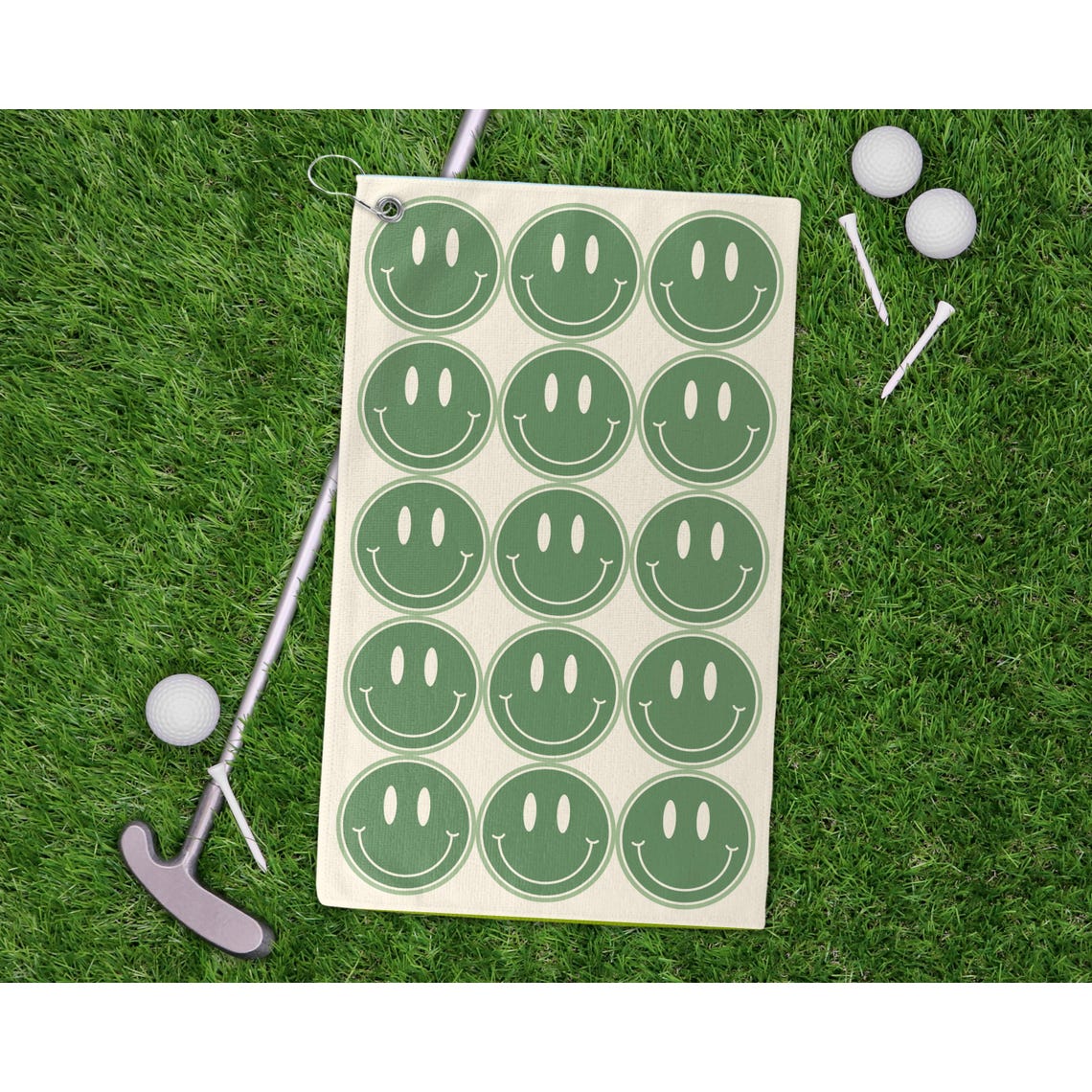 Smiley Face Microfiber Golf Towel – Green Fun Golf Bag Accessory - Etsy