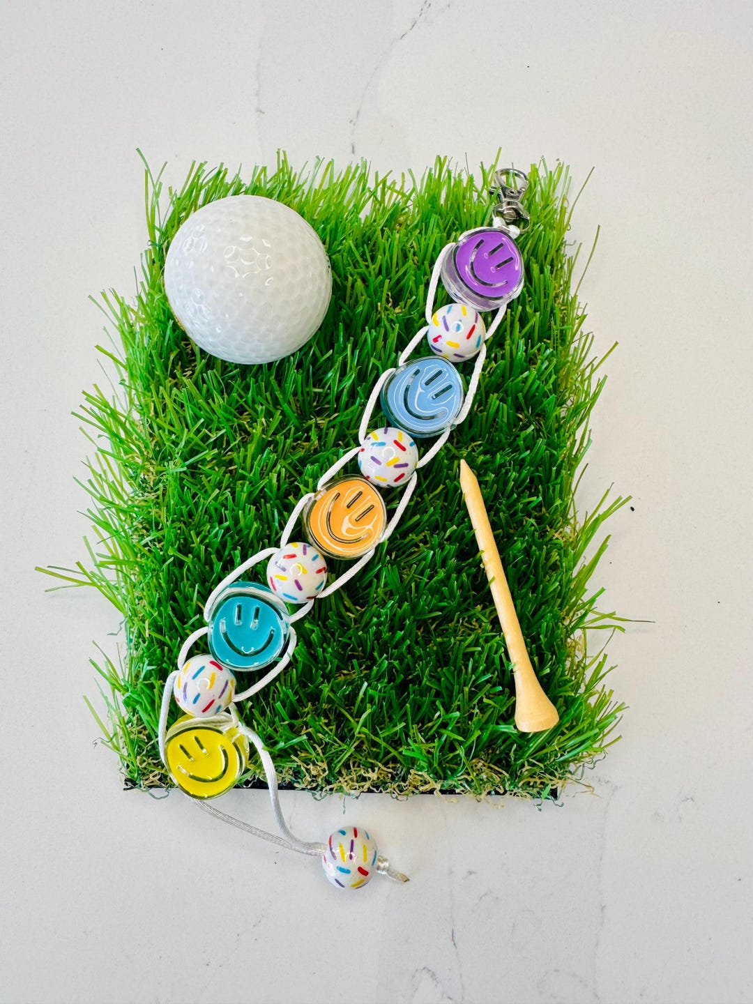 Beaded Smiley Face Golf Stroke Counter | Golf Bag Accessory - Etsy
