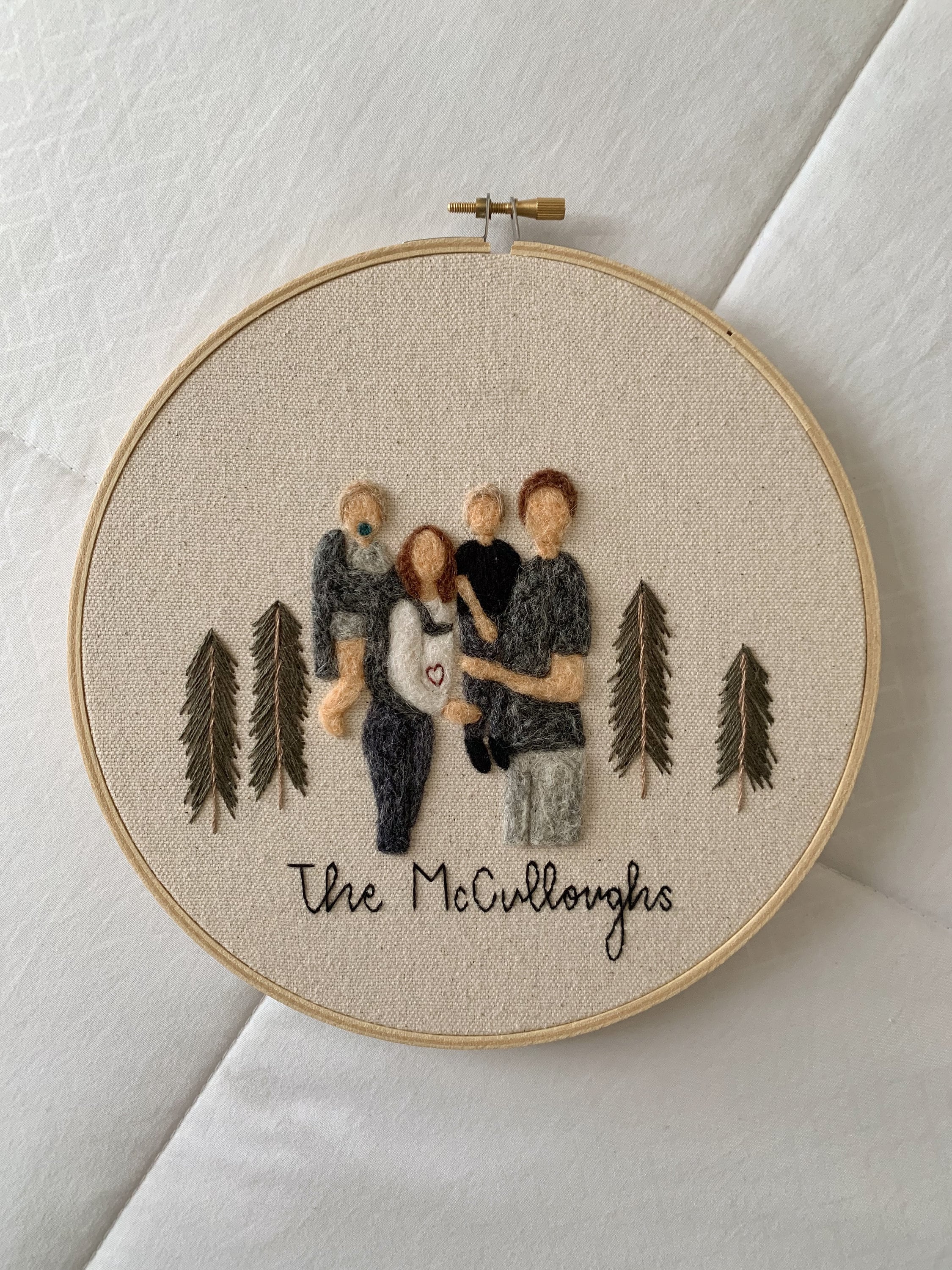 Family Felt Portrait Embroidery Hoop | Etsy