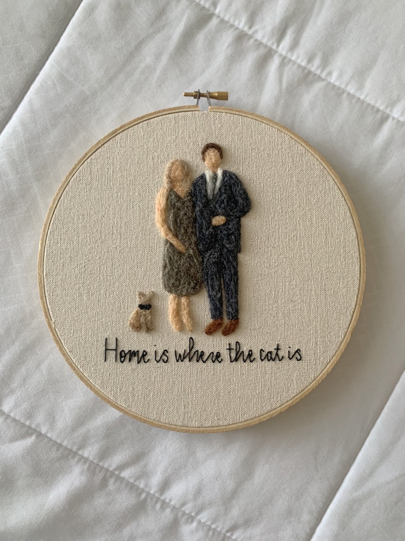 Couple Felt Portrait Embroidery Hoop | Etsy
