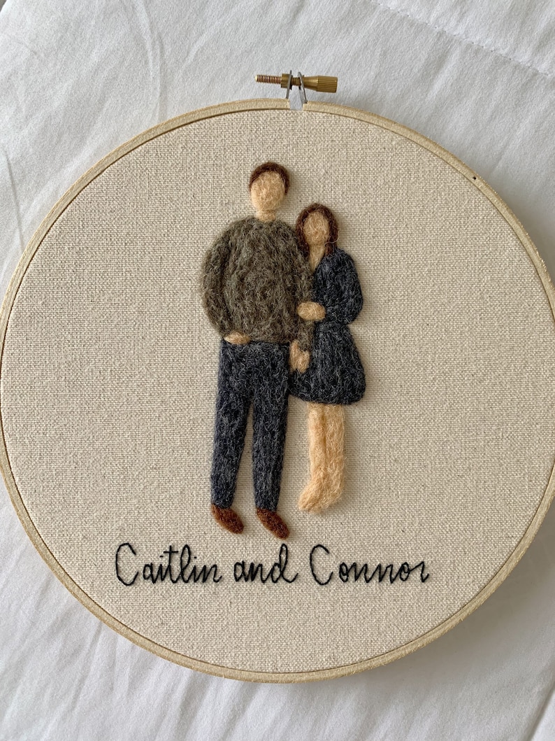 Couple Felt Portrait Embroidery Hoop | Etsy