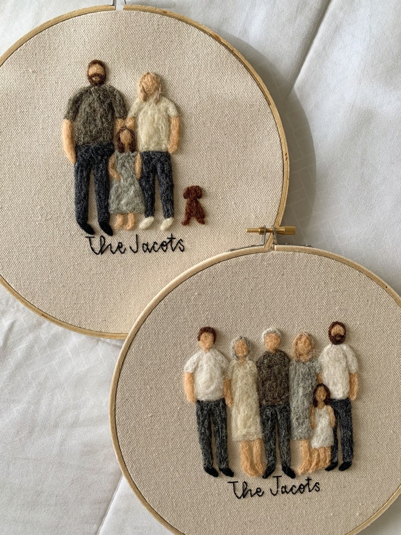 Family Felt Portrait Embroidery Hoop | Etsy