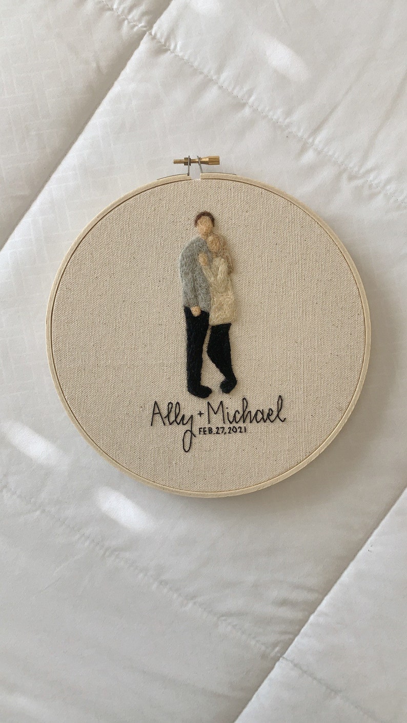 Couple Felt Portrait Embroidery Hoop | Etsy
