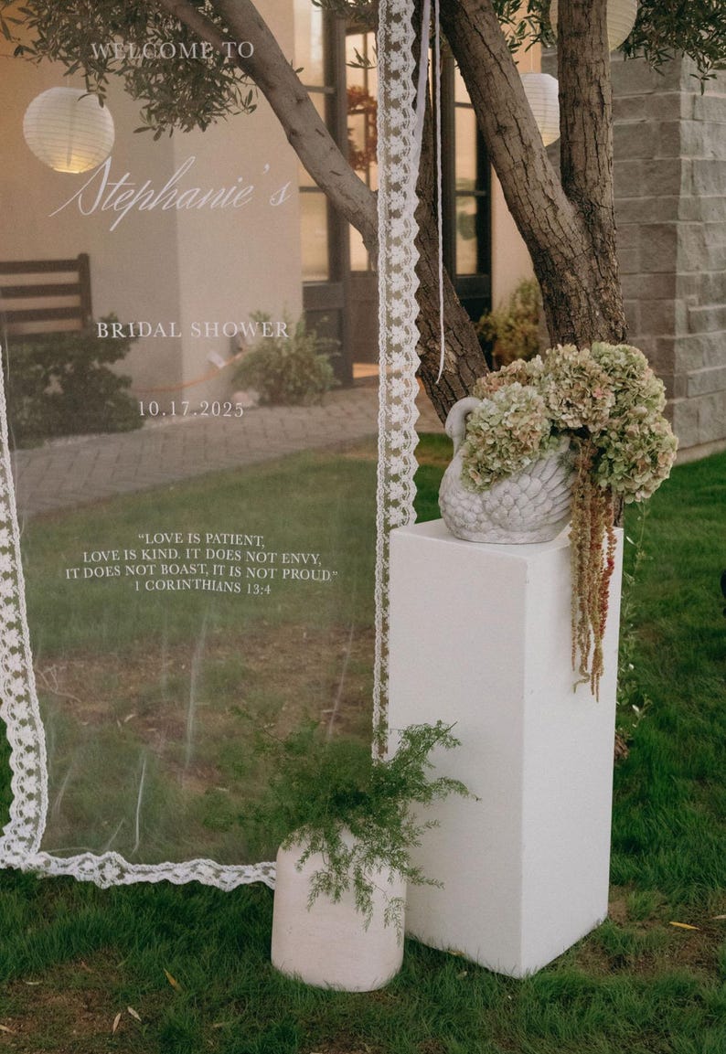 Romantic Custom Sheer Lace Welcome Sign - Etsy