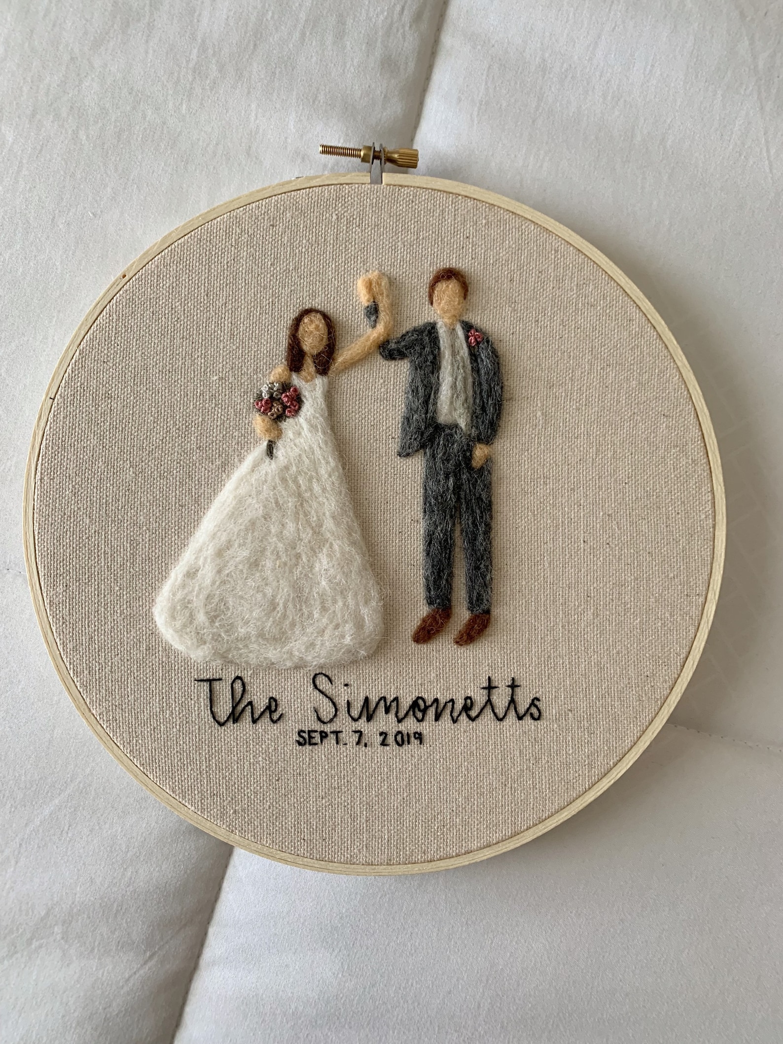 Couple Felt Portrait Embroidery Hoop | Etsy