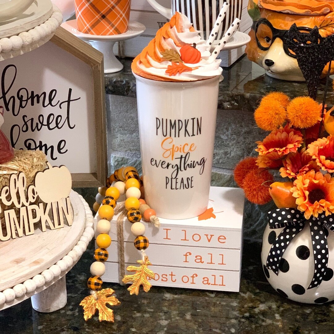 Mug With Topper, Removable Mug Topper, Pumpkin, Pumpkin Mug Topper, Mug ...