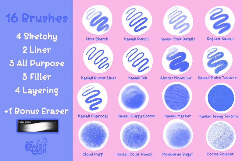 3 Kawaii Art Pack Bundle: 40 Illustration Brushes for Procreate ...