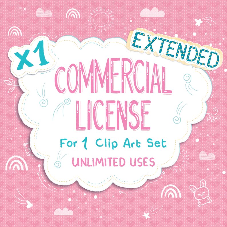 EXTENDED Commercial License Add-on Commercial Use for ONE Clip Art Set ...