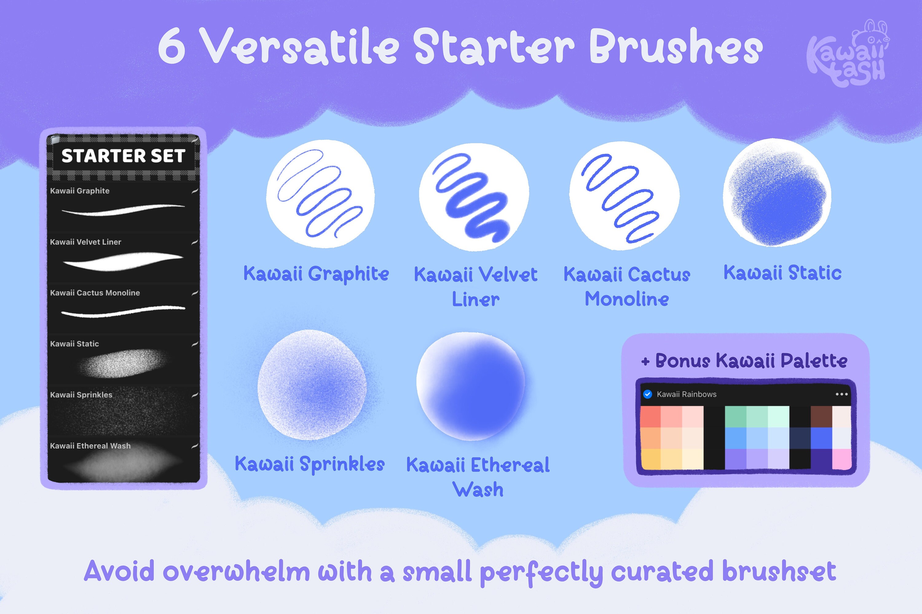 Starter Kawaii Art Pack: 6 Illustration Brushes for Procreate (digital ...