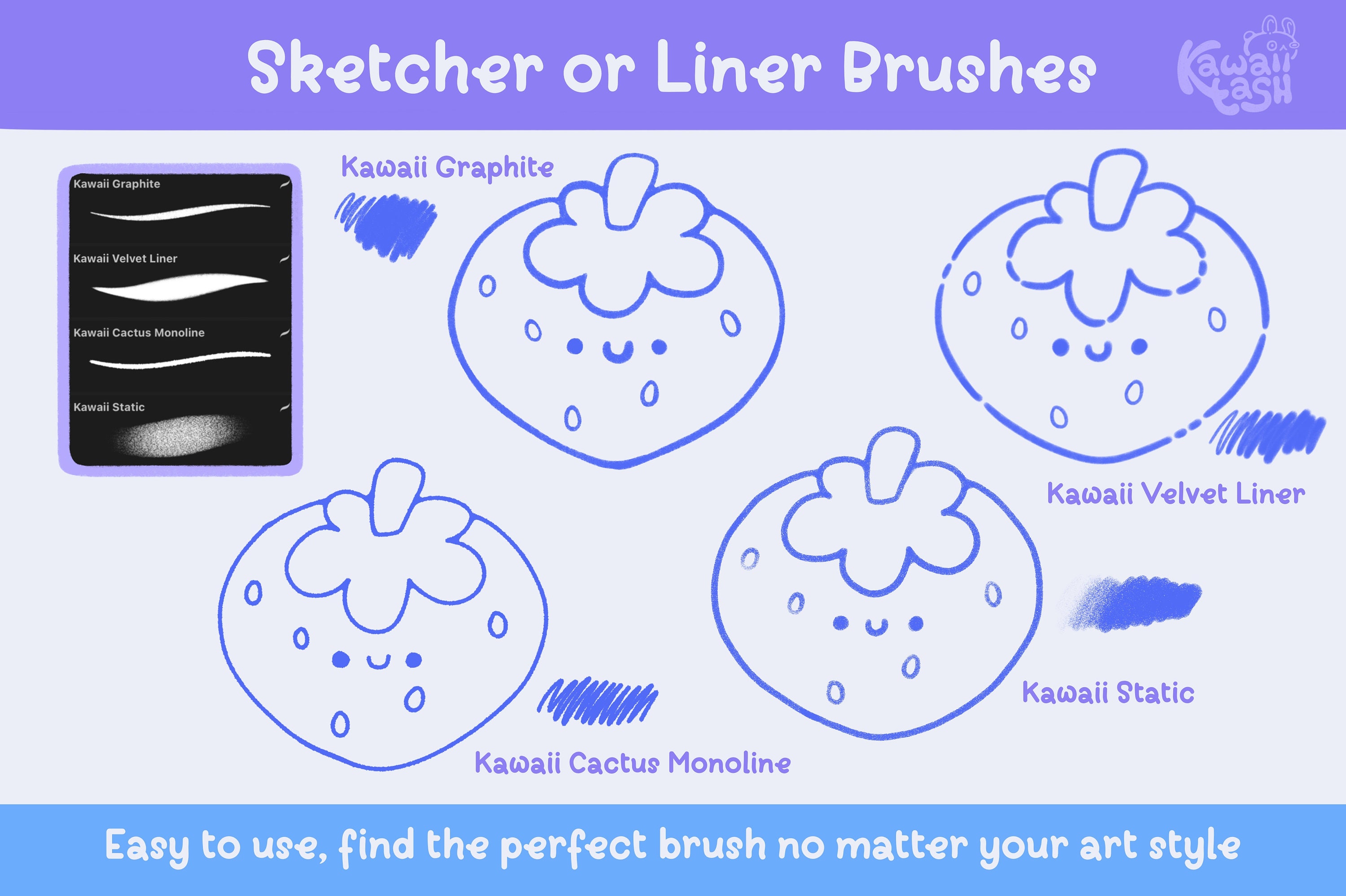 Starter Kawaii Art Pack: 6 Illustration Brushes for Procreate (digital ...