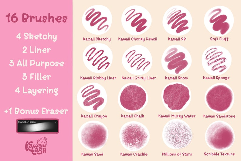 3 Kawaii Art Pack Bundle: 40 Illustration Brushes for Procreate ...