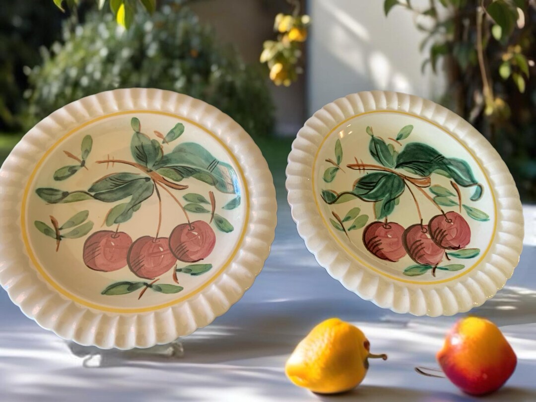 Red Wing Pottery Hand Painted Fruit Salad Plates Dessert Plates Mid ...