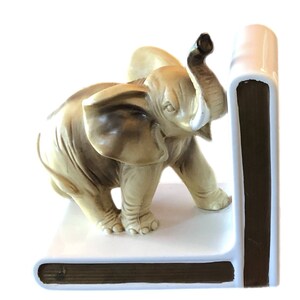 Lefton Bookends Porcelain Elephants Midcentury Vintage Book - Etsy