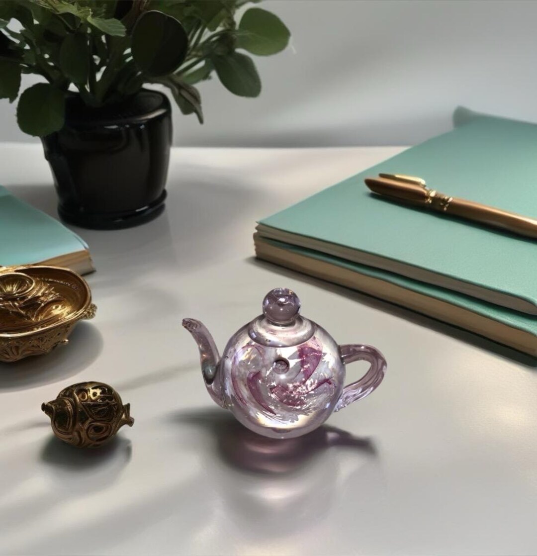 Dynasty Gallery Heirloom Collectibles Glass Teapot Paperweight Pink ...