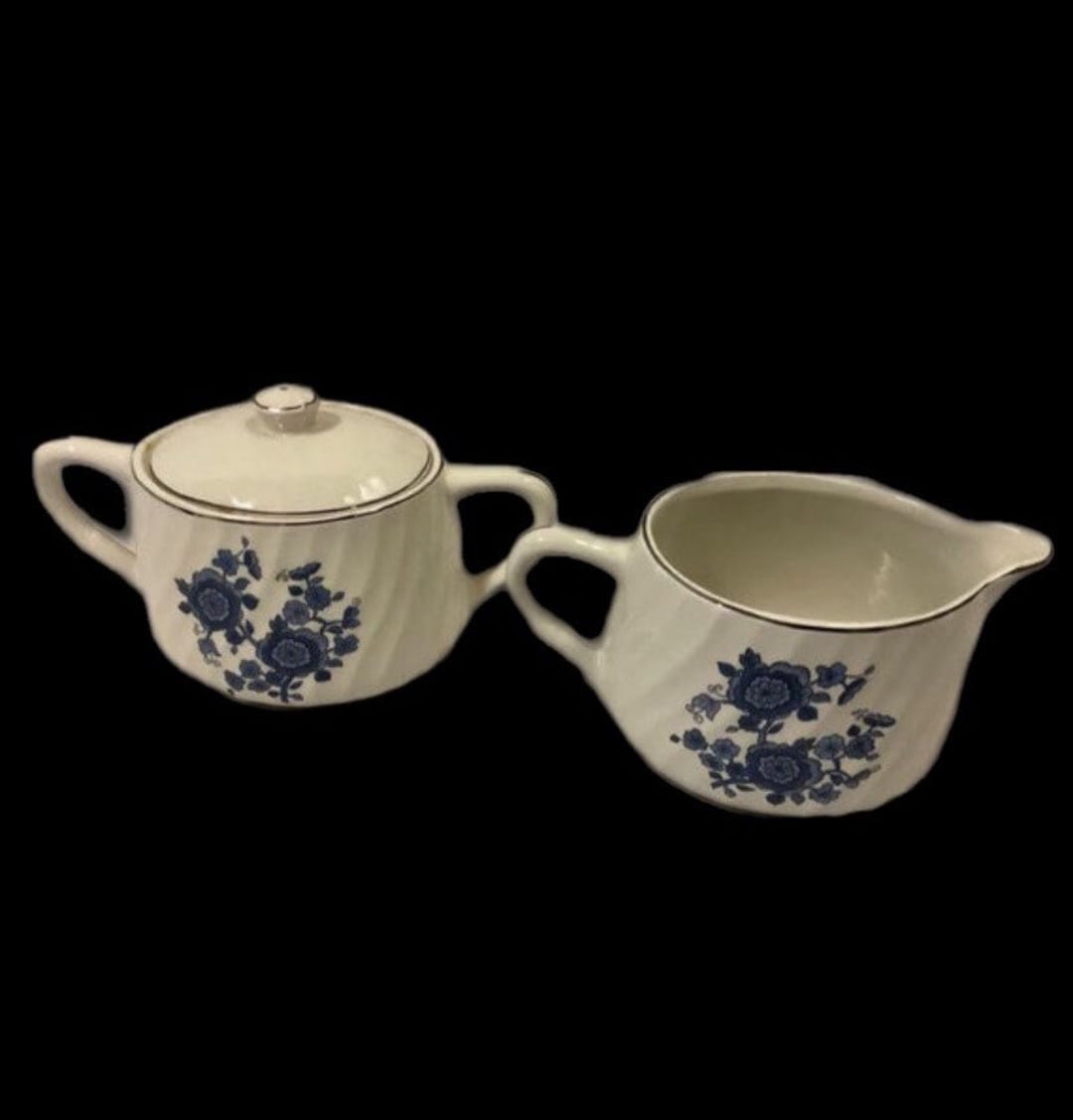 Enoch Wedgewood (tunstall) China Blue & White Sugar Creamer Set Vintage ...
