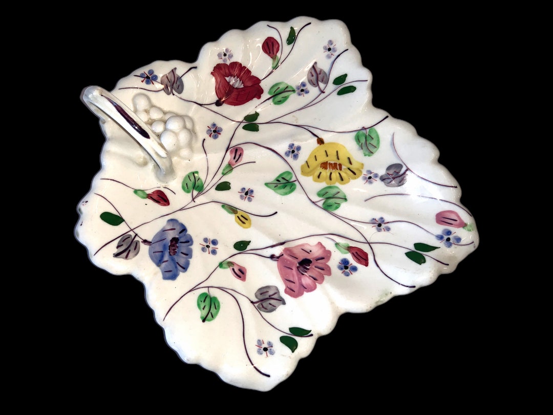 Blue Ridge Potteries Chintz Leaf Shaped Dish Hand Painted Pottery ...