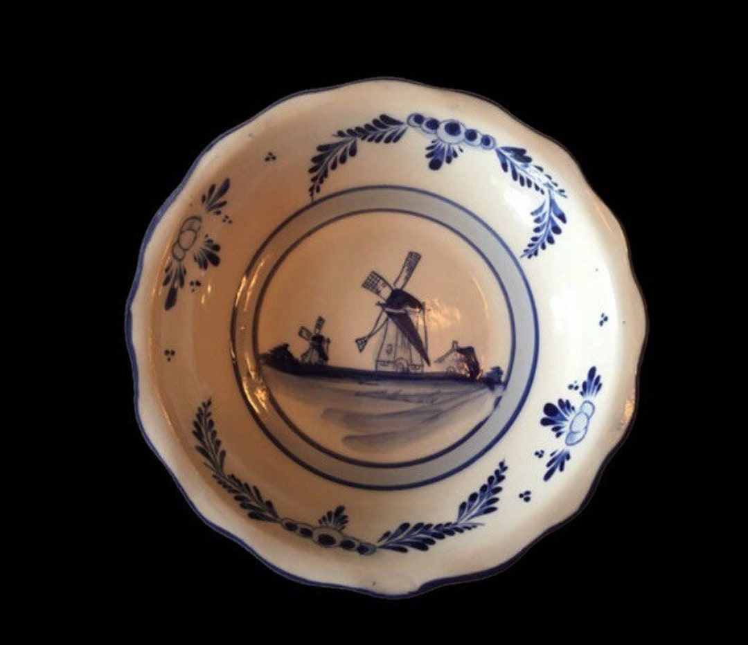 Blue Delft Saucer Ceramic Dish Dutch China Hand Painted Kitchen Decor ...