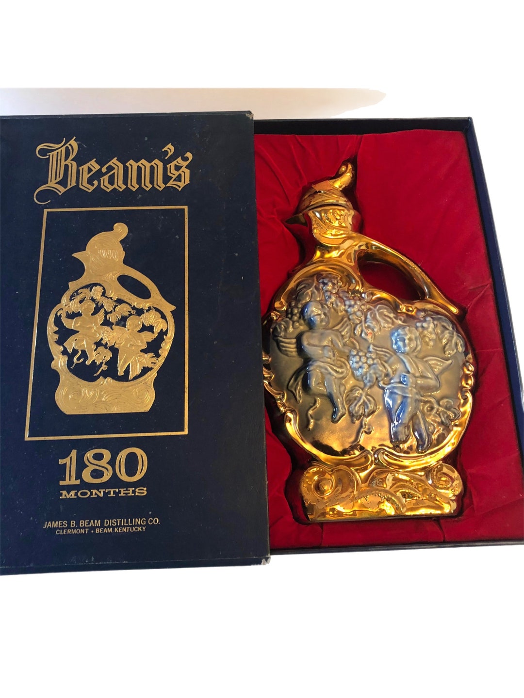 Jim Beam Decanter Vintage 1974 Jim Beam Angels Cherubs Blue and Gold ...