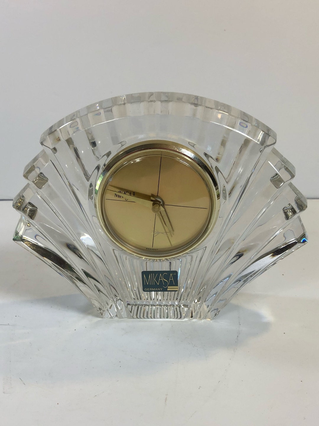 Mikasa Shell Fan Crystal Desk Clock Mantel Clock - Etsy