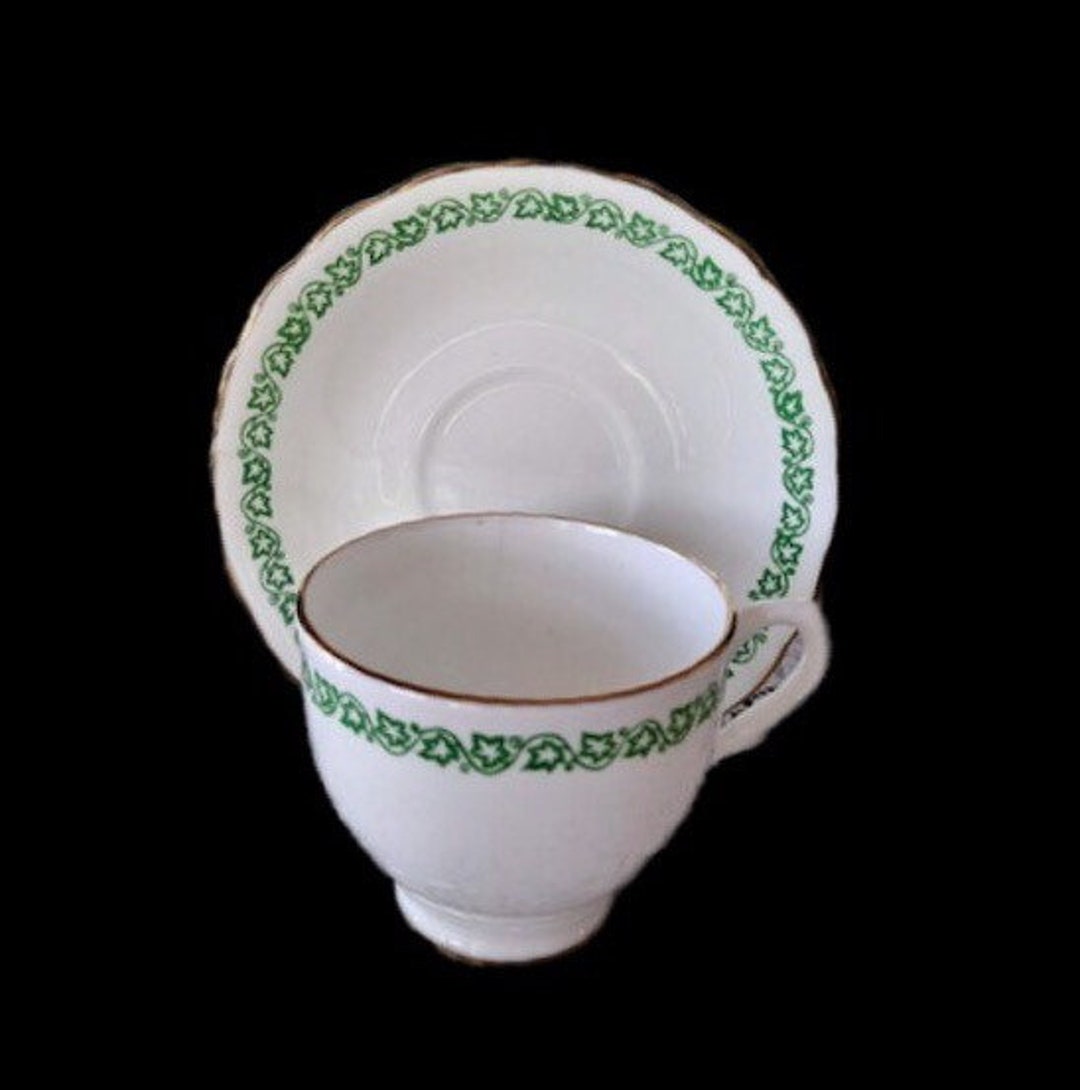 Vintage English Castle Tea Cup and Saucer Set – Green Ivy - Etsy