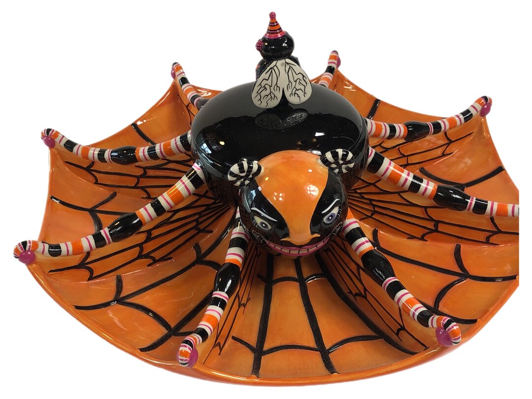 Glitterville Halloween Spider Fly Chip Dip Platter Dish Bowl Cheese ...