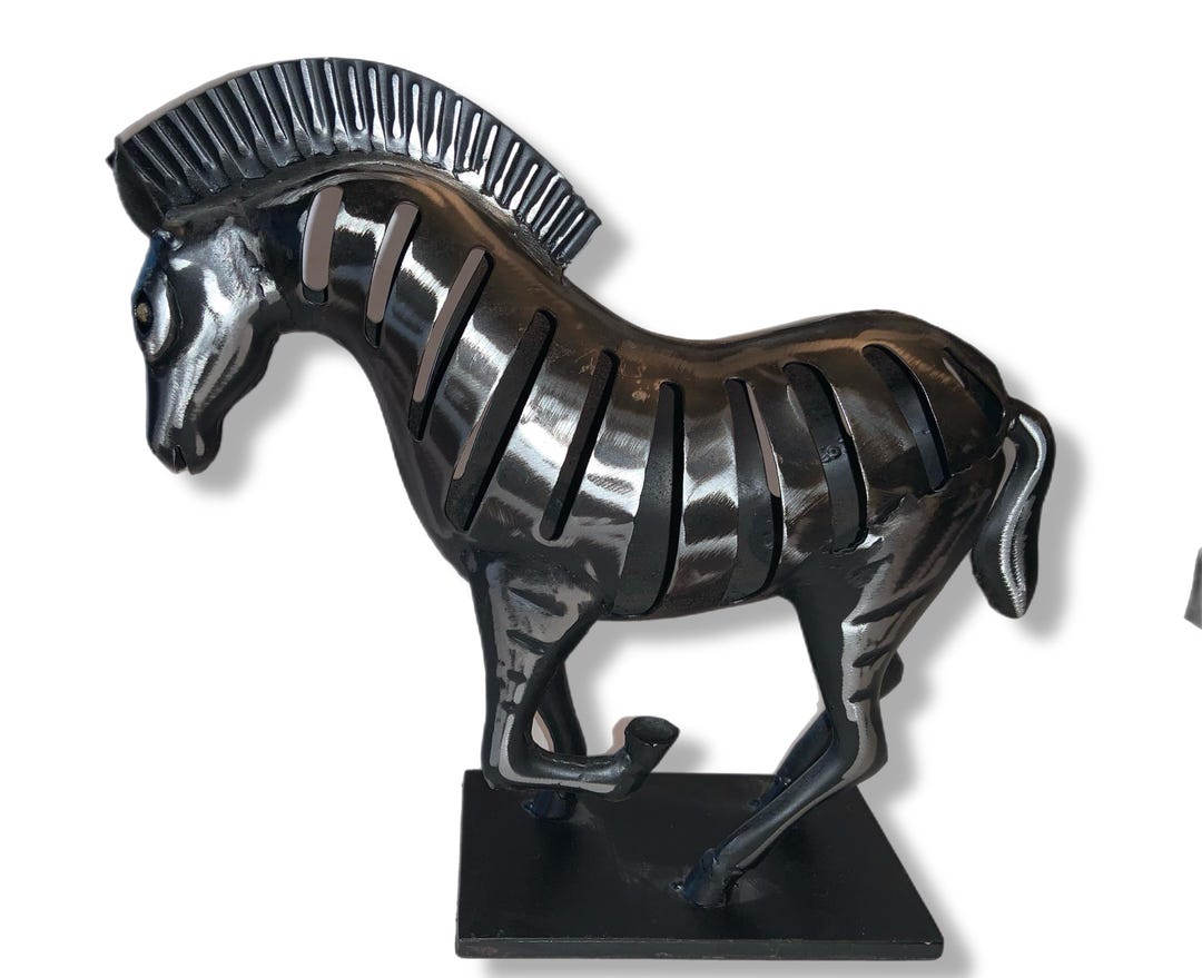 Vintage Brutalist Metal Zebra Sculpture: Modern Art Decor (10x11in) - Etsy