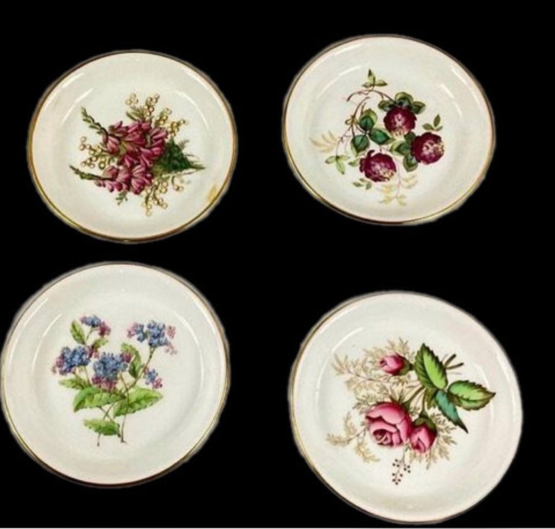 Set of 4 Spode Plates Flower Varieties 4” Vintage Dishes - Etsy