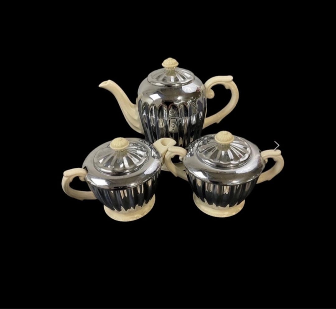 Vintage Heatmaster Chrome & Ceramic Teapot Set - Regent's Balmoral ...