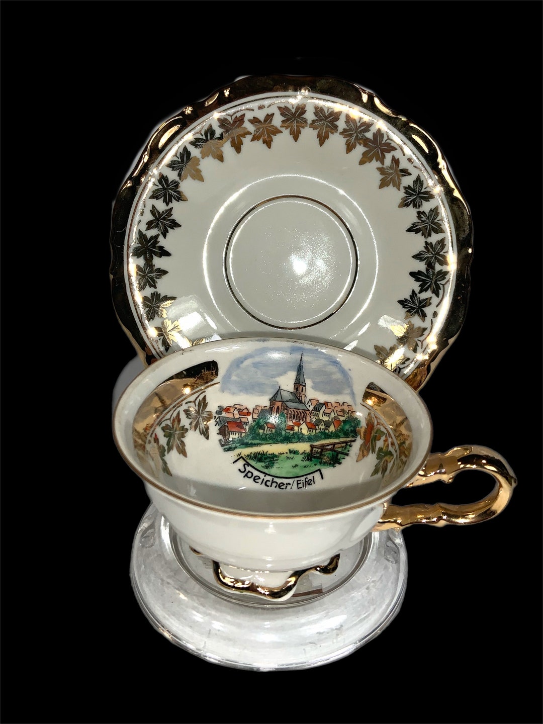 Handgemalt Hand-painted Bavarian China Demitasse? Tea Cup & Saucer Set ...