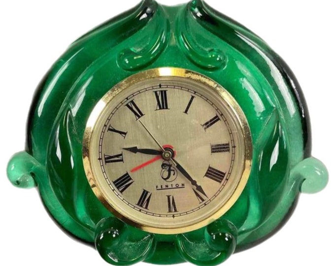 Fenton Green Glass Alarm Clock / Desk Clock - Etsy