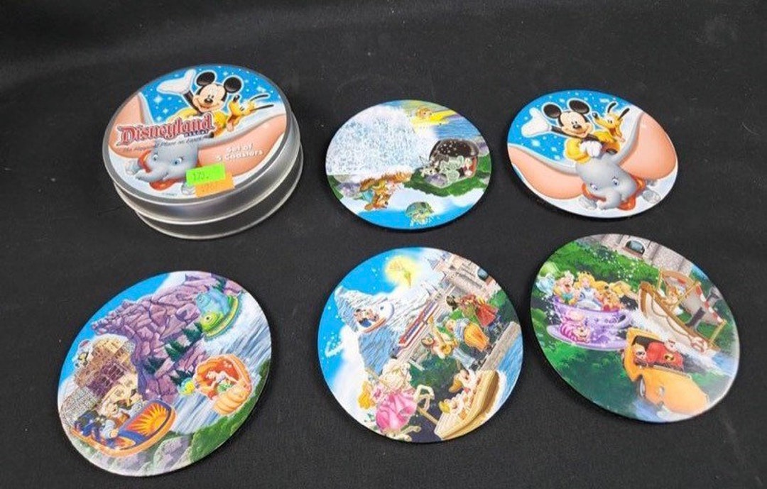 Set of 5 Disneyland Coasters W/ Storage Tinrare - Etsy