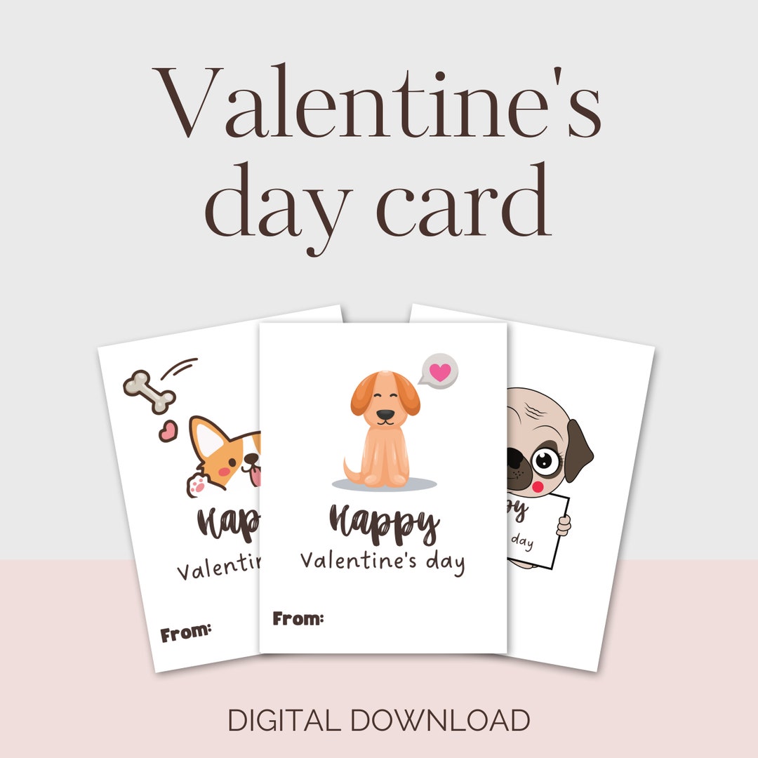 Printable Dog Valentine's Day Card - Etsy